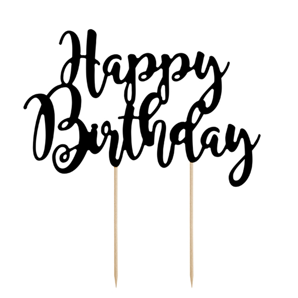 Topo Bolo Happy Birthday Preto Topo Bolo Happy Birthday Preto
