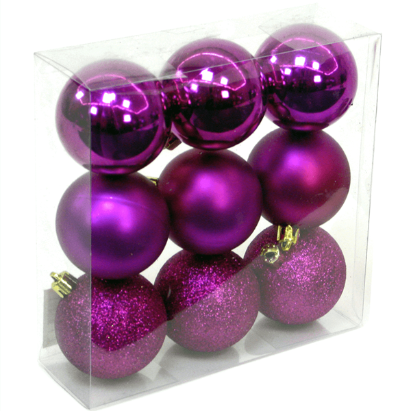 Bolas de Natal Rosa, 6 Cm, 9 unid. | Misterius.pt