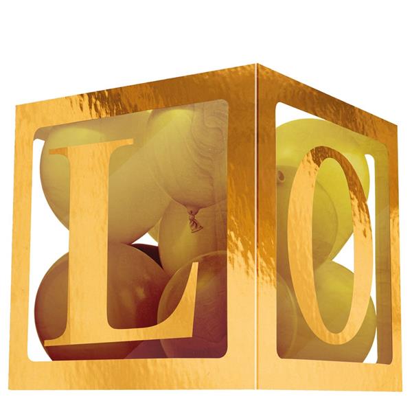Cubo para Balões Love Dourado | Misterius.pt