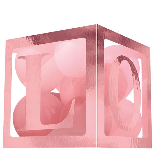 Cubo para Balões Love Rosa Gold | Misterius.pt