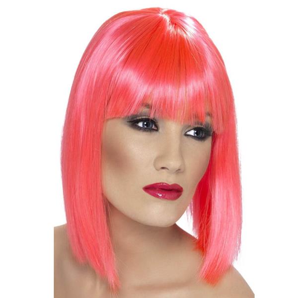 Peruca Curta Rosa Neon | Misterius
