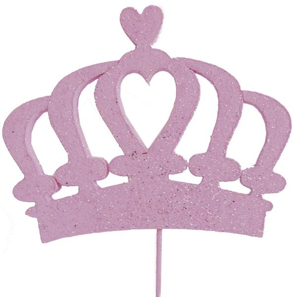 Topper Coroa Rosa com Glitter | Misterius.pt